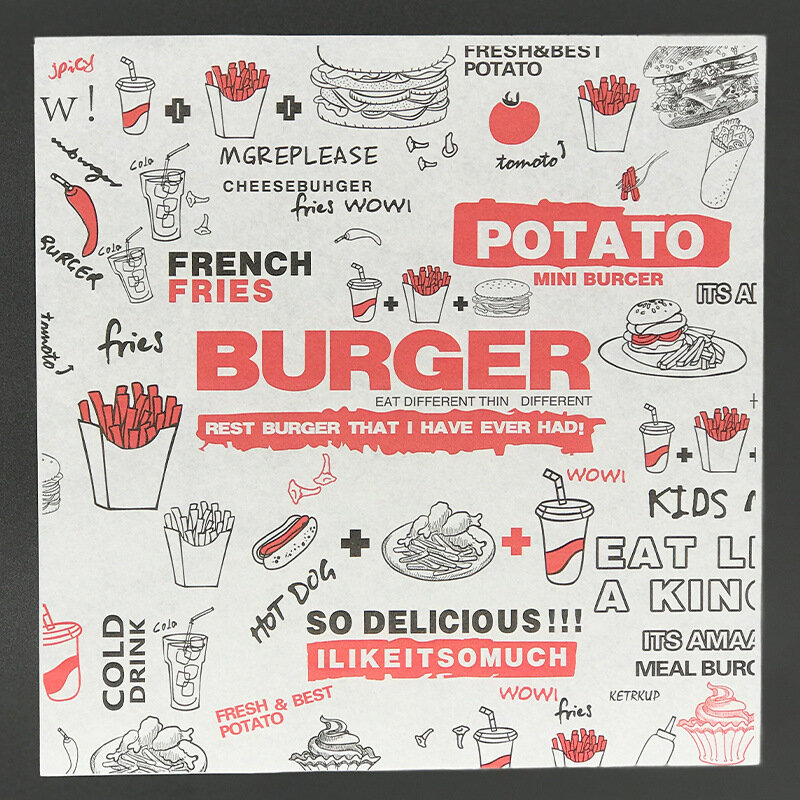 Бумага для бургеров Тяньцзинь, бумага для выпечки, покрытая бумага, жиронепроницаемая бумага для пищевых продуктов, бумага для бургеров, жиронепроницаемая бумага, силиконовая бумага для тостов