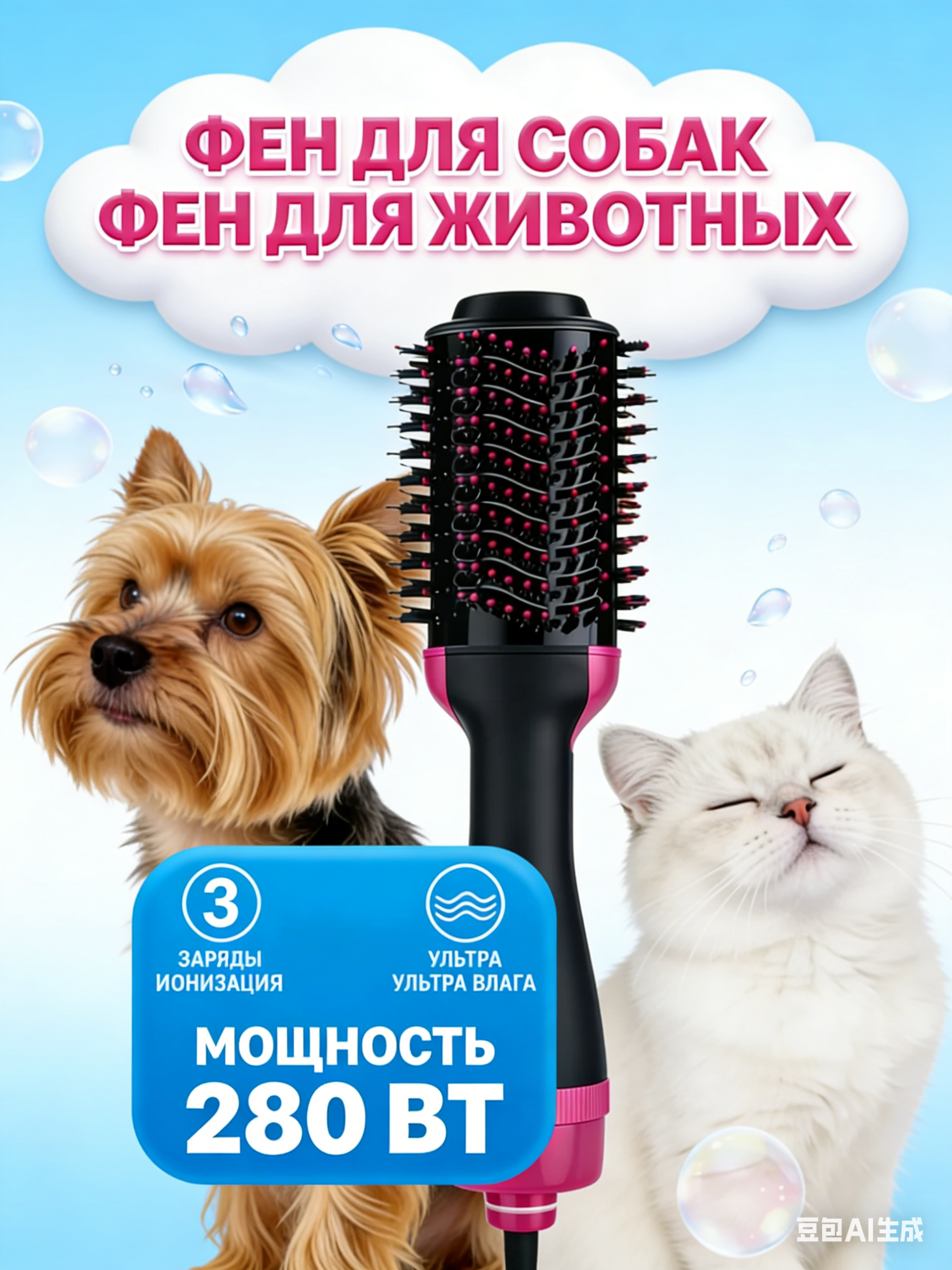 Фен для собак / фен расческа для собак и кошек 2в1