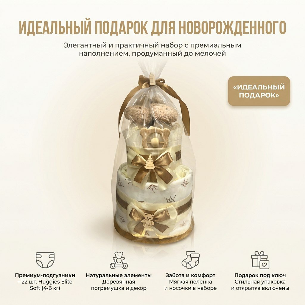 Торт из памперсов Беж