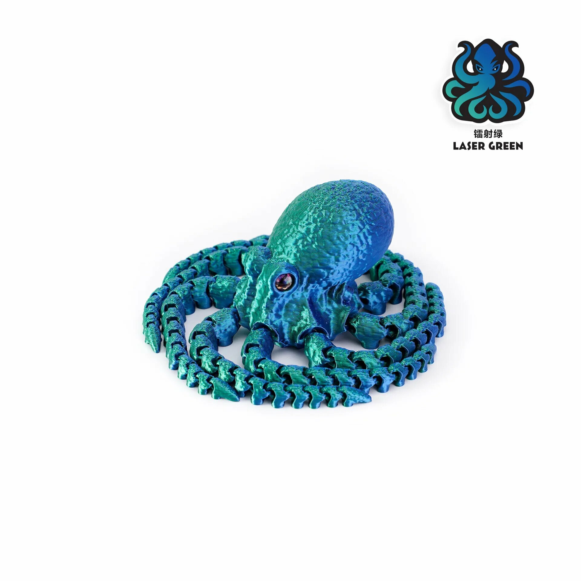 3D фигурка осьминога, цвет Laser green