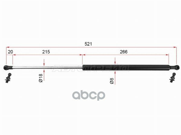 Амортизатор капота Toyota Mark II (X110) 00-04 / Mark II Wagon Blit 02-07 (Справа=Слева) Sat арт. ST-53440-29115