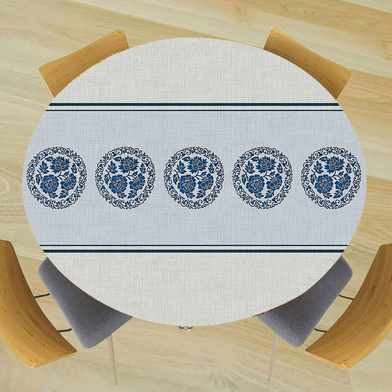 Современная простая скатерть из полиэстера и льна, круглая, для гостиной, кофейного стола, теплоизоляционная подложка, односторонняя цифровая печать, устойчивая к пятнам и пыли