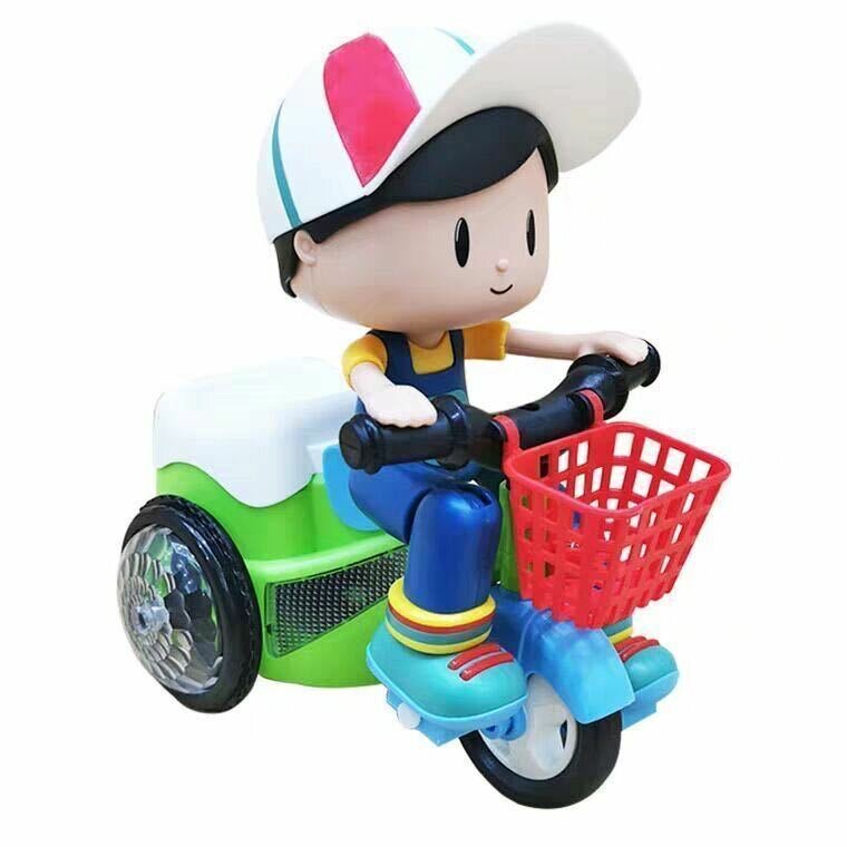 Детский электрический игрушечный автомобиль, трюковой трицикл, вращающийся, с подсветкой и музыкой, универсальное колесо, для мальчиков, TikTok, 1-3 года