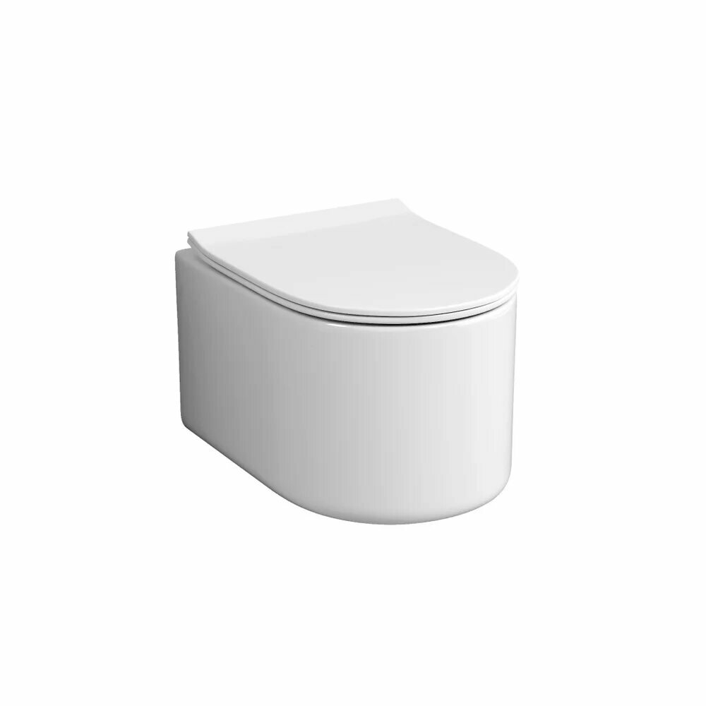 Унитаз подвесной Grossman Thin Rim GR-5606SQ с микролифтом, безободковый, без бачка, антивсплеск, фаянсовый, белый, глянцевый, овальный, сиденье для унитаза в комплекте