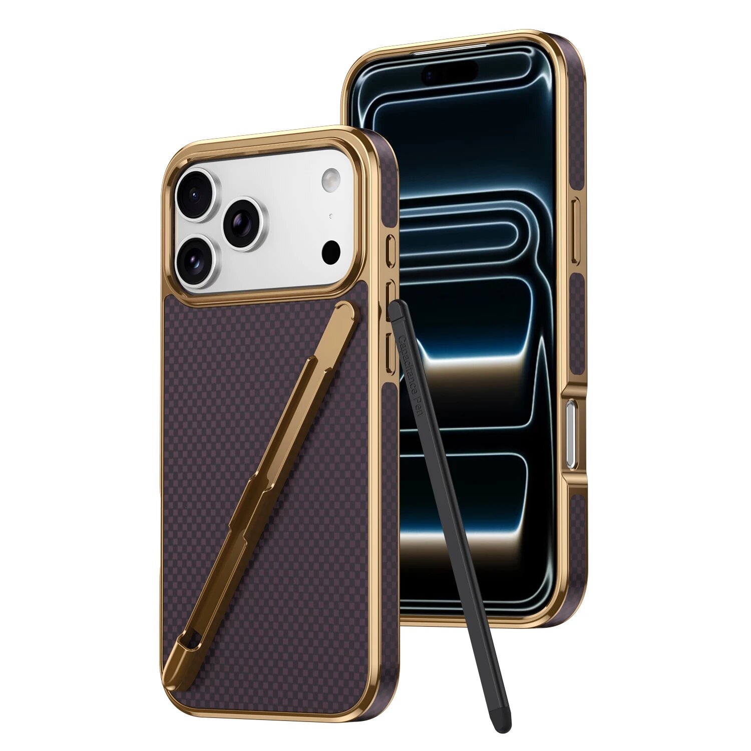 Чехол для iPhone 14 Pro Max фиолетовый со стилусом
