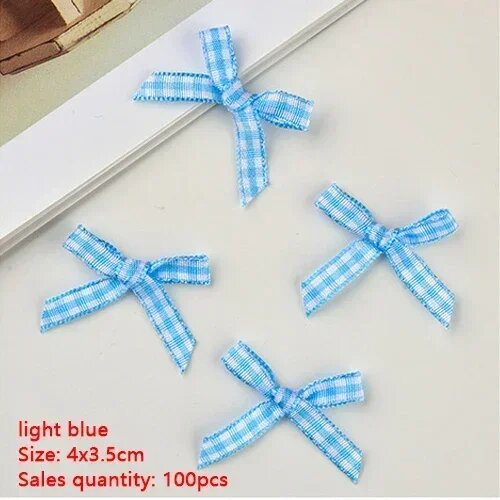 Смешанные банты из атласной ленты Ruban 4 см 7B blue