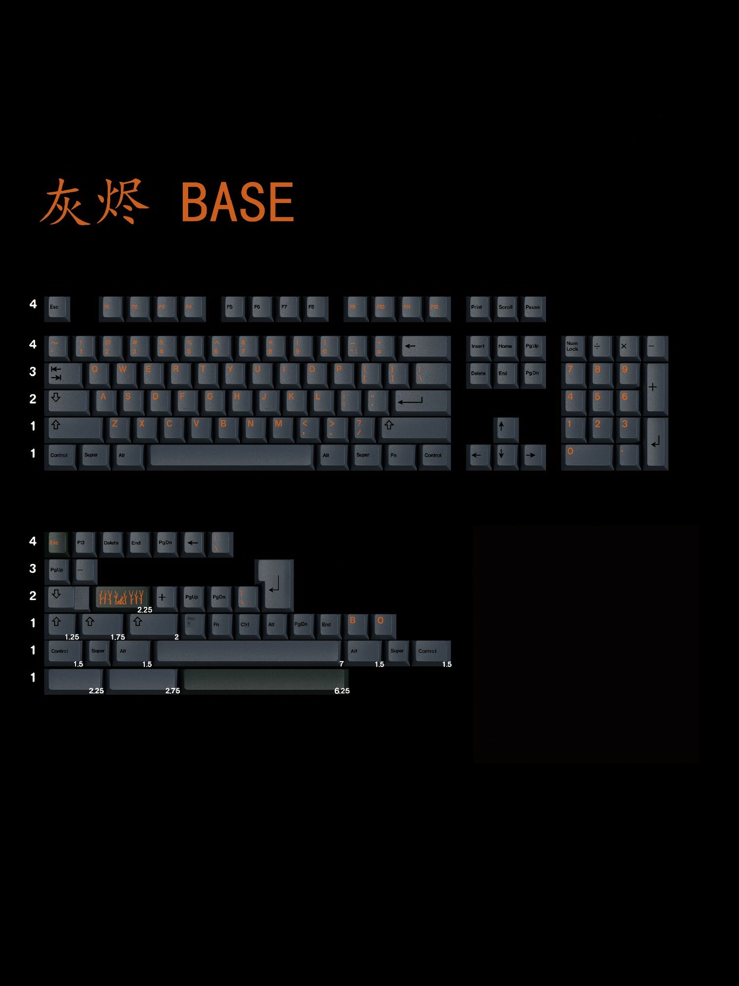 Комплект полноразмерных PBT-кейкапов GMK Ash с пятисторонней сублимационной печатью, включает 7U, совместим с ALICE