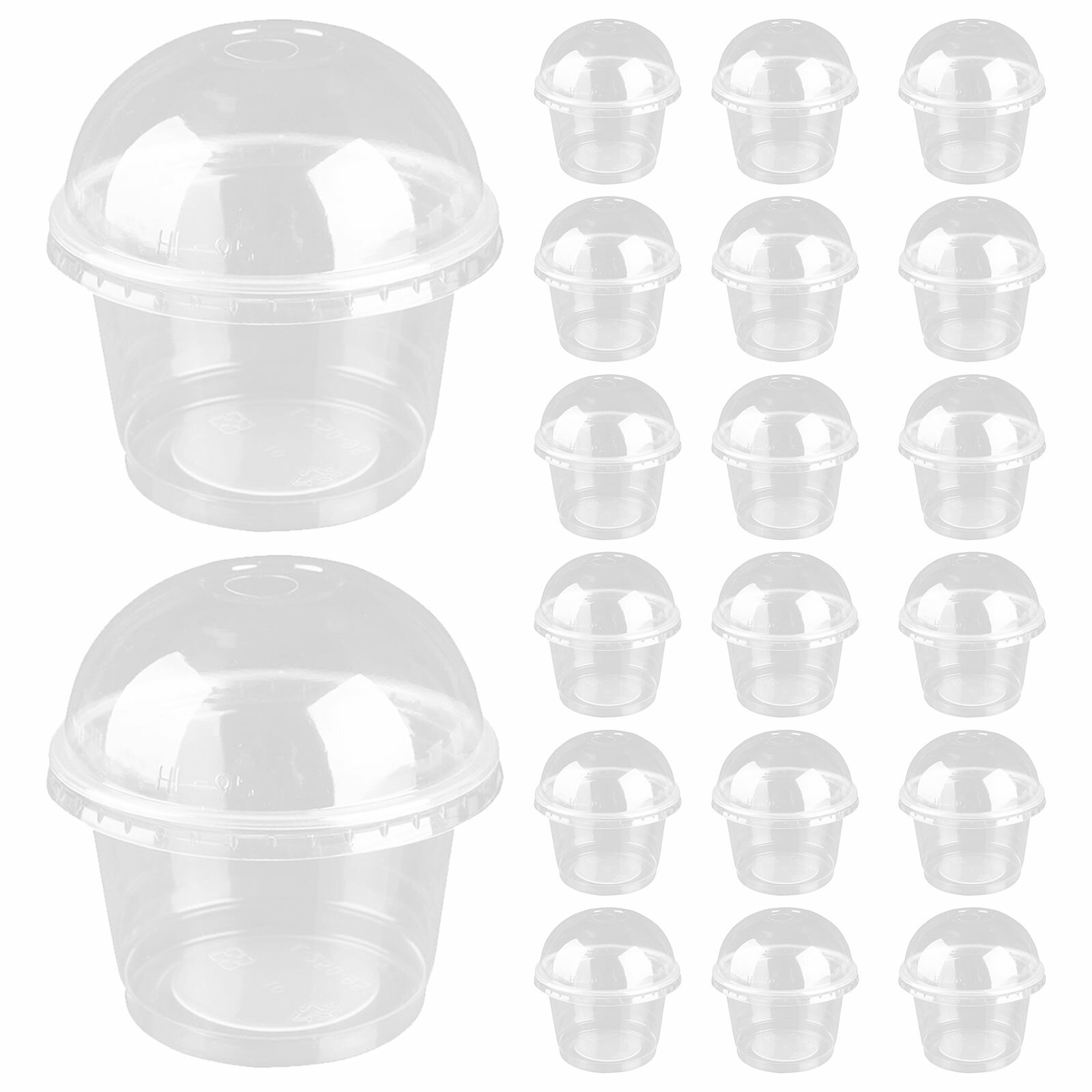 Одноразовые прозрачные пластиковые стаканчики для десертов с крышками, 20 шт, 250 мл, для кухни