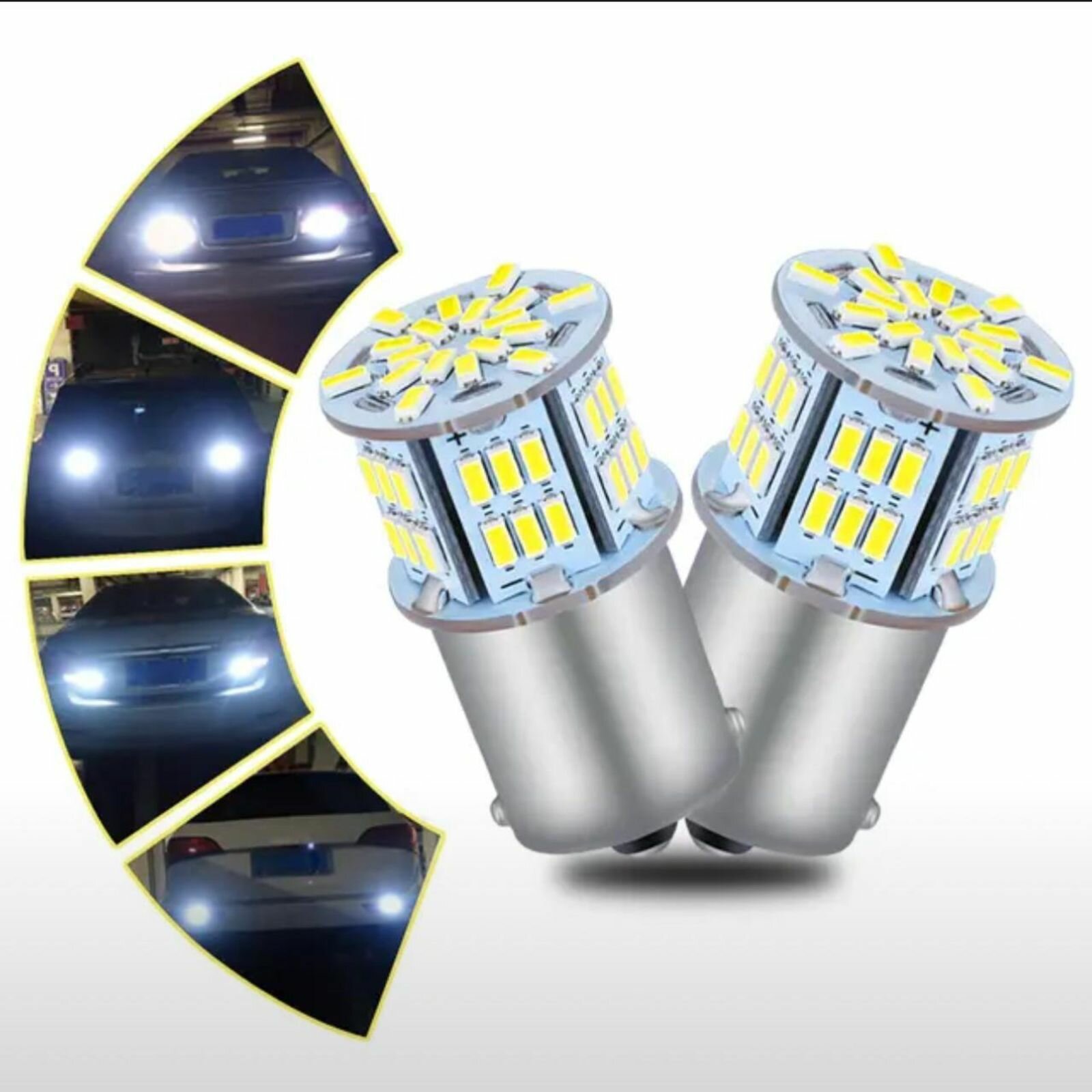 Лампа светодиодная автомобильная Р21, S25, Т25 (2шт) , 12-24V , биполярная , ходовые огни Солярис, Кия Рио, Поло и др / стоп сигнал / задний ход / габариты / подсветка