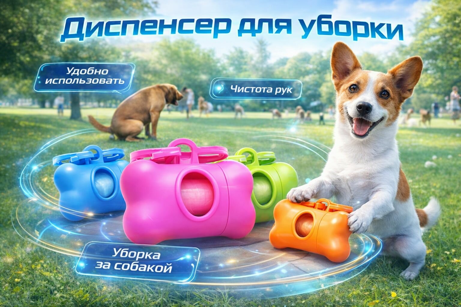 Диспенсер с пакетами для выгула собак. Рандомный цвет