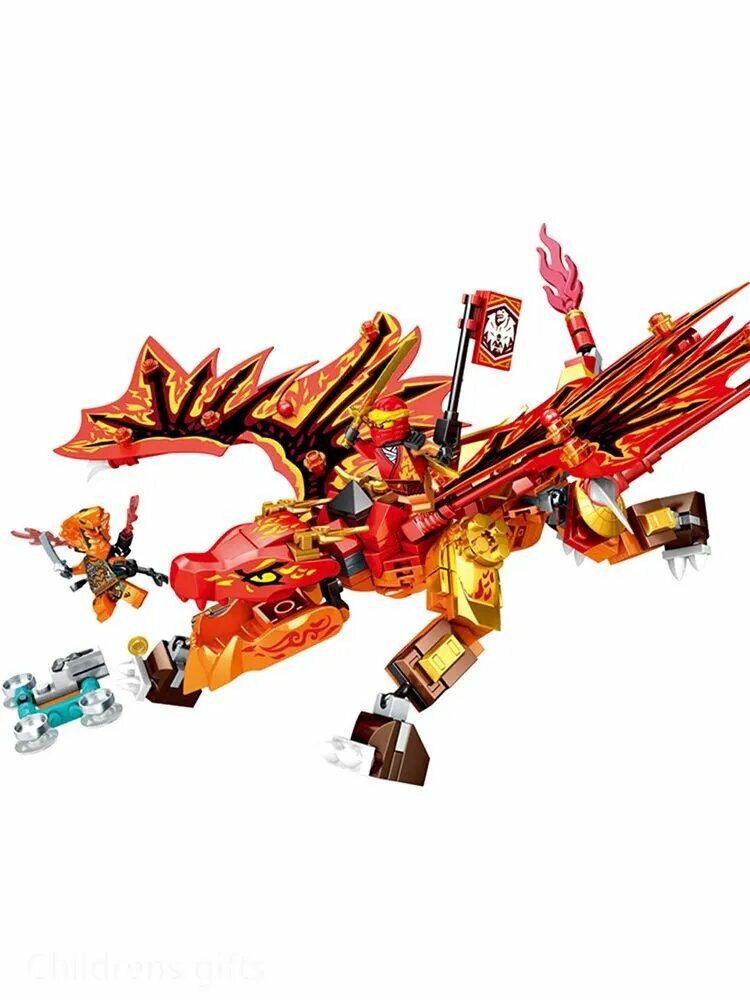 Модель огненного летающего дракона Кая ручной работы из серии мотоциклов Phantom Ninja, собранная из строительных блоков игрушка