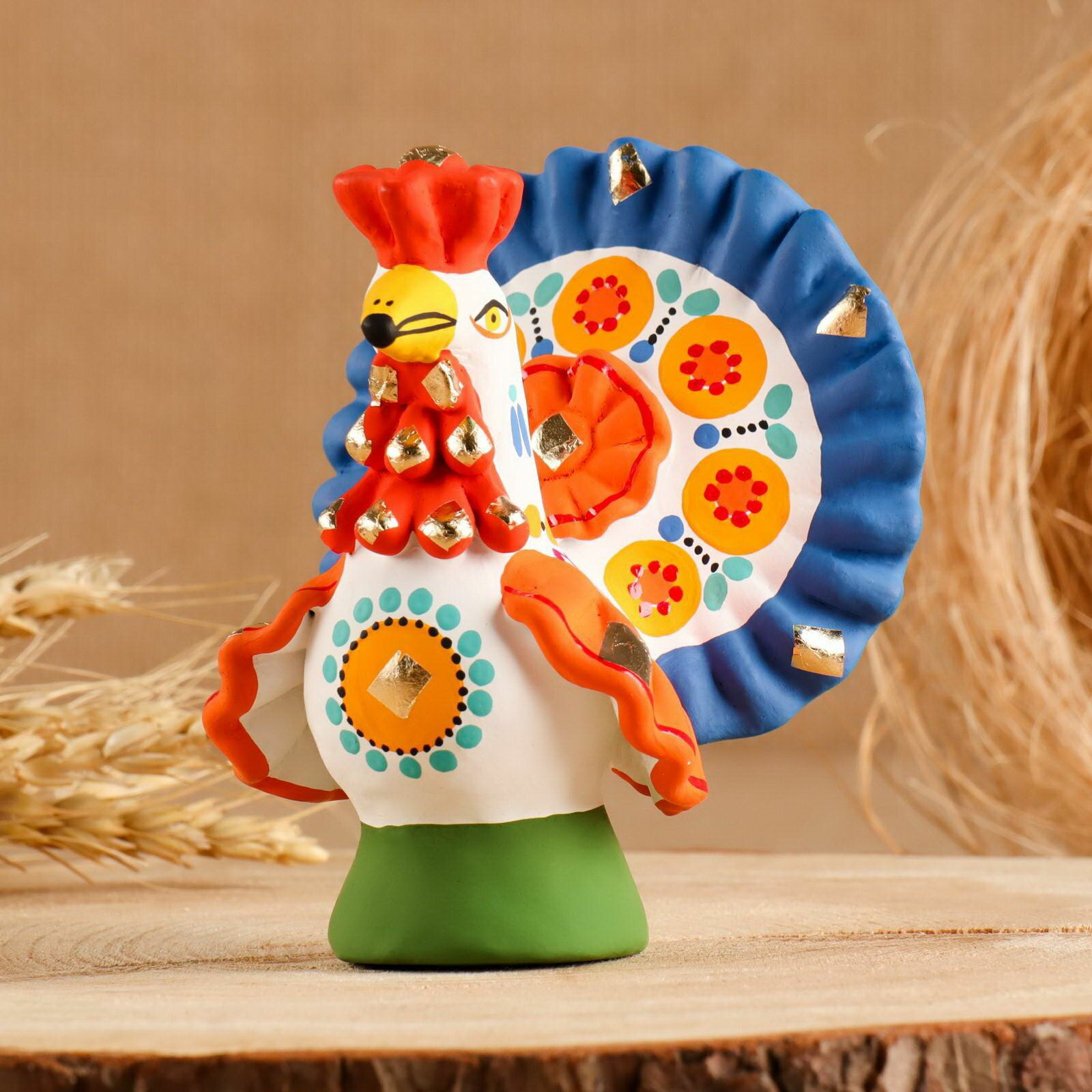 Дымковская игрушка "Фигурка: Индюк", цвет: разноцветный, форма фигуры: индюк