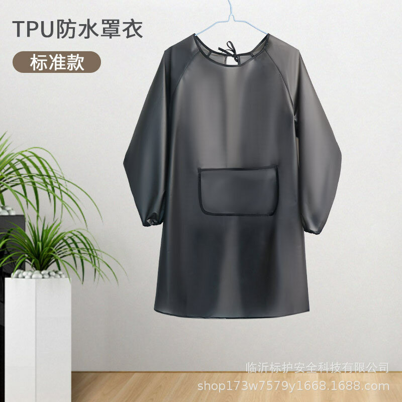 Безстиральный TPU фартук, водонепроницаемый, маслостойкий, с длинными рукавами, кухонный фартук, водостойкий, для женщин, для кейтеринга и работы