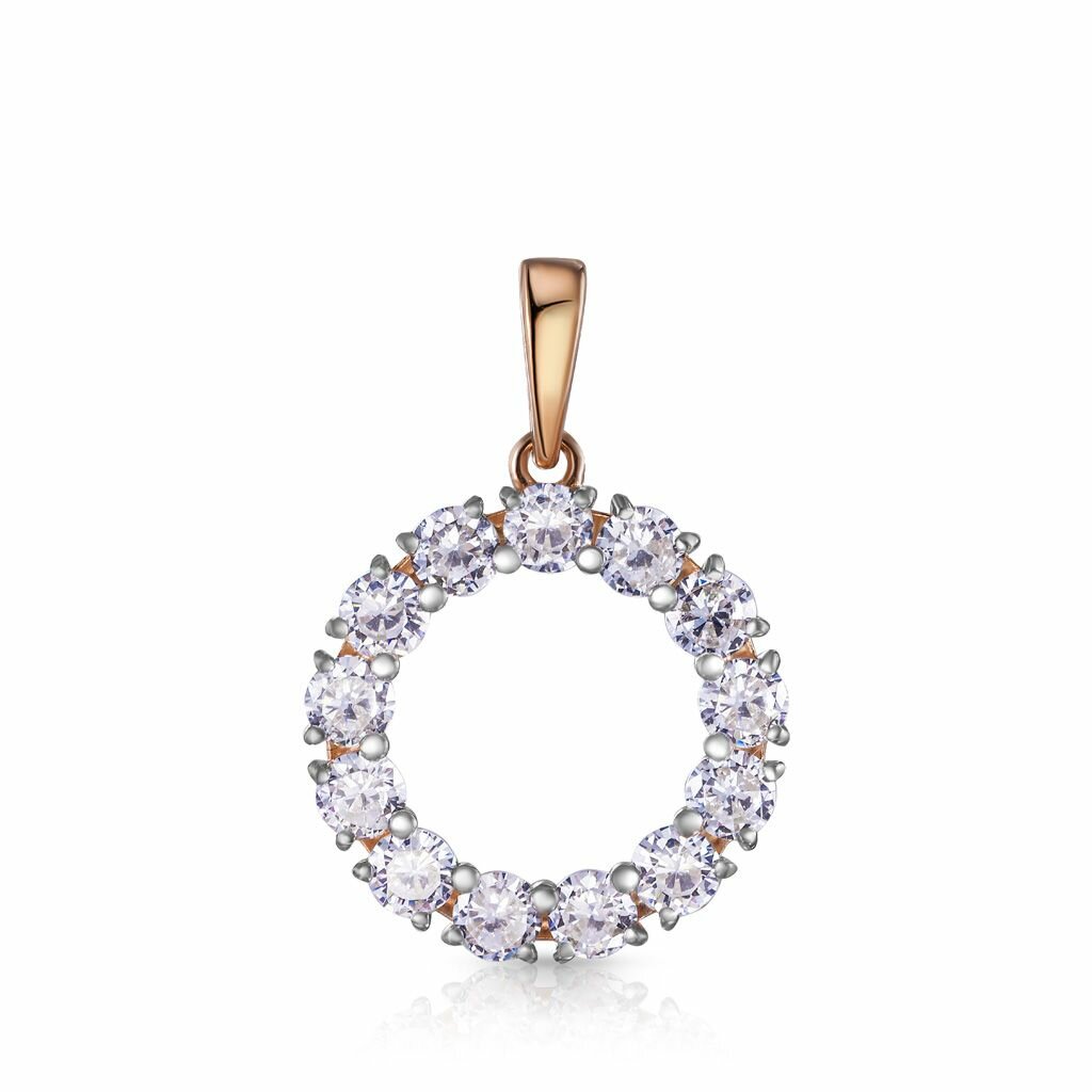 Подвеска, красное золото, 585 проба, фианит