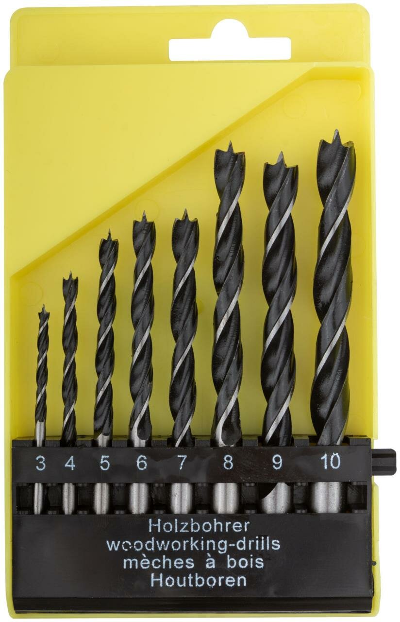 Набор сверл по дереву, пластиковый бокс, 8 шт.(3-4-5-6-8-9-10 мм)