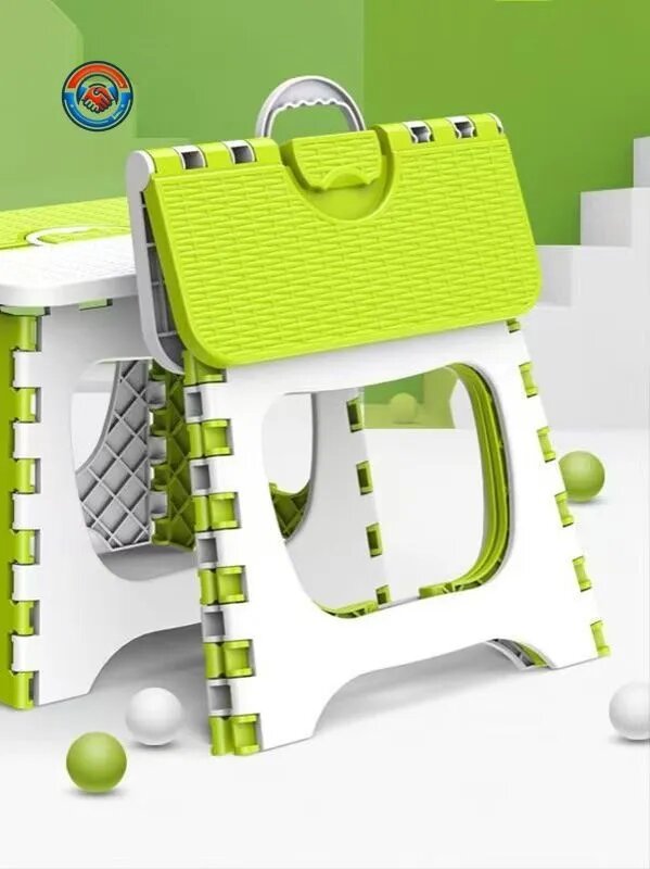 Складная скамья для дома, сада, дачи 21х21х21 см салатового цвета, пластиковая, до 100 кг