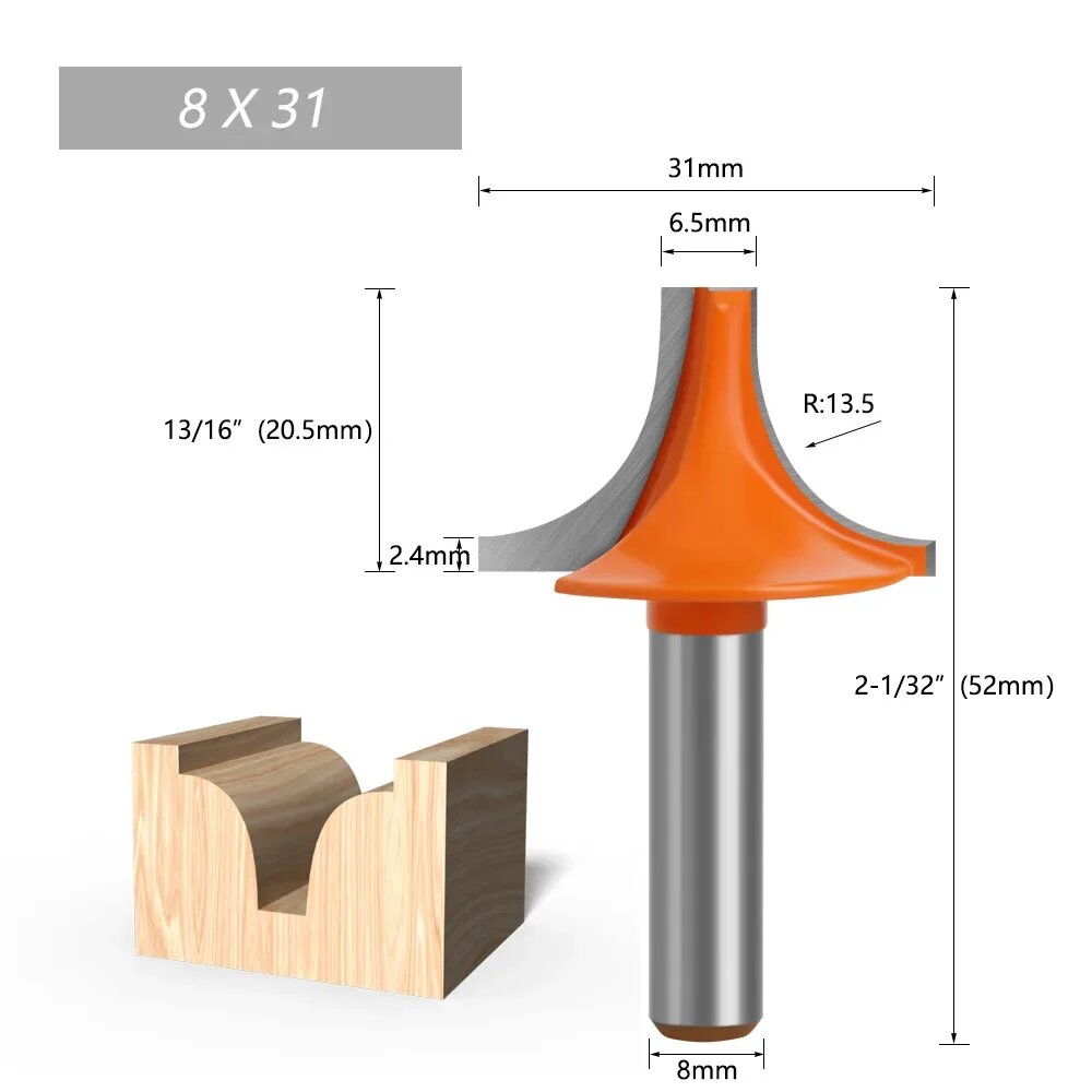 Фреза вогнутая 8x31 мм, Cutting Edge Length: 05