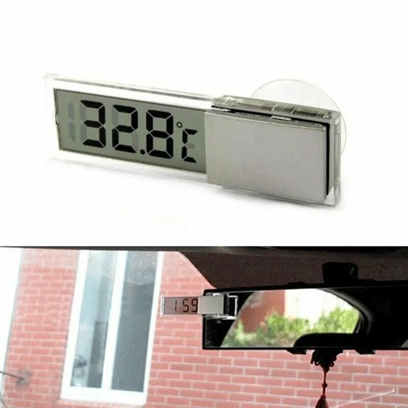 Автомобильный термометр с присоской и ЖК-дисплеем, диапазон -10 40 C