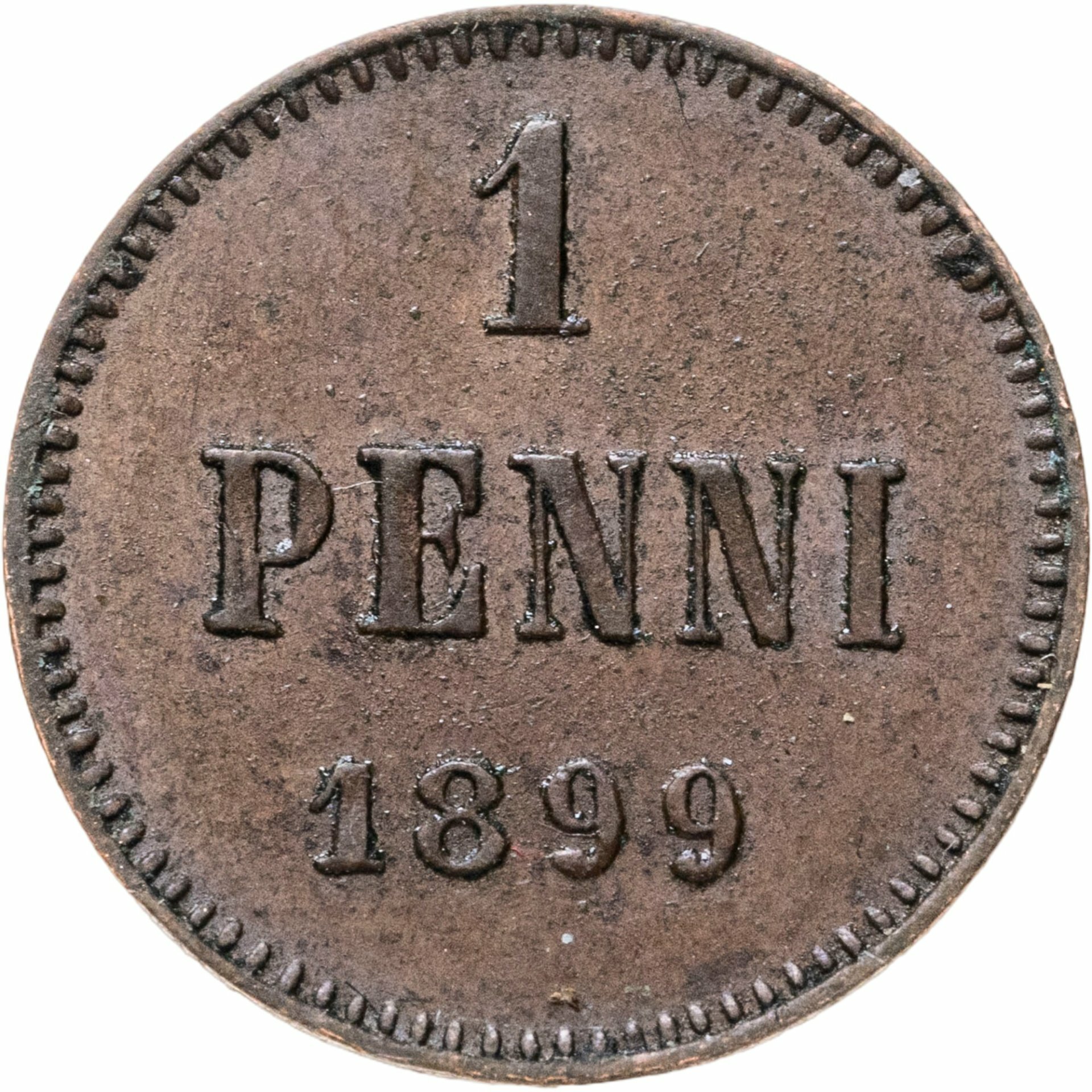 1 пенни 1899, монета для Финляндии, Медь, в сохранности AU