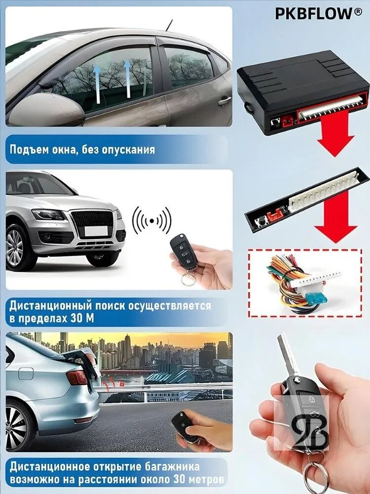 Автосигнализация для автомобиля 12V с центральным замком, 5 аксессуаров, черный — фото 1