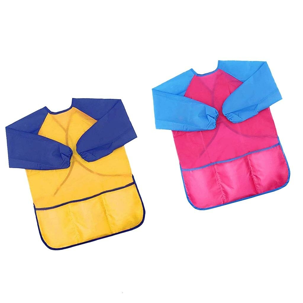 Детские художественные фартуки (2 шт.), Желтый и розово-красный - S