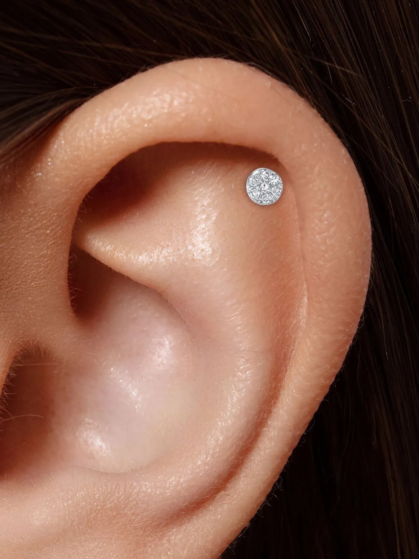 Пирсинг, красное золото, 585 проба, родирование, бриллиант