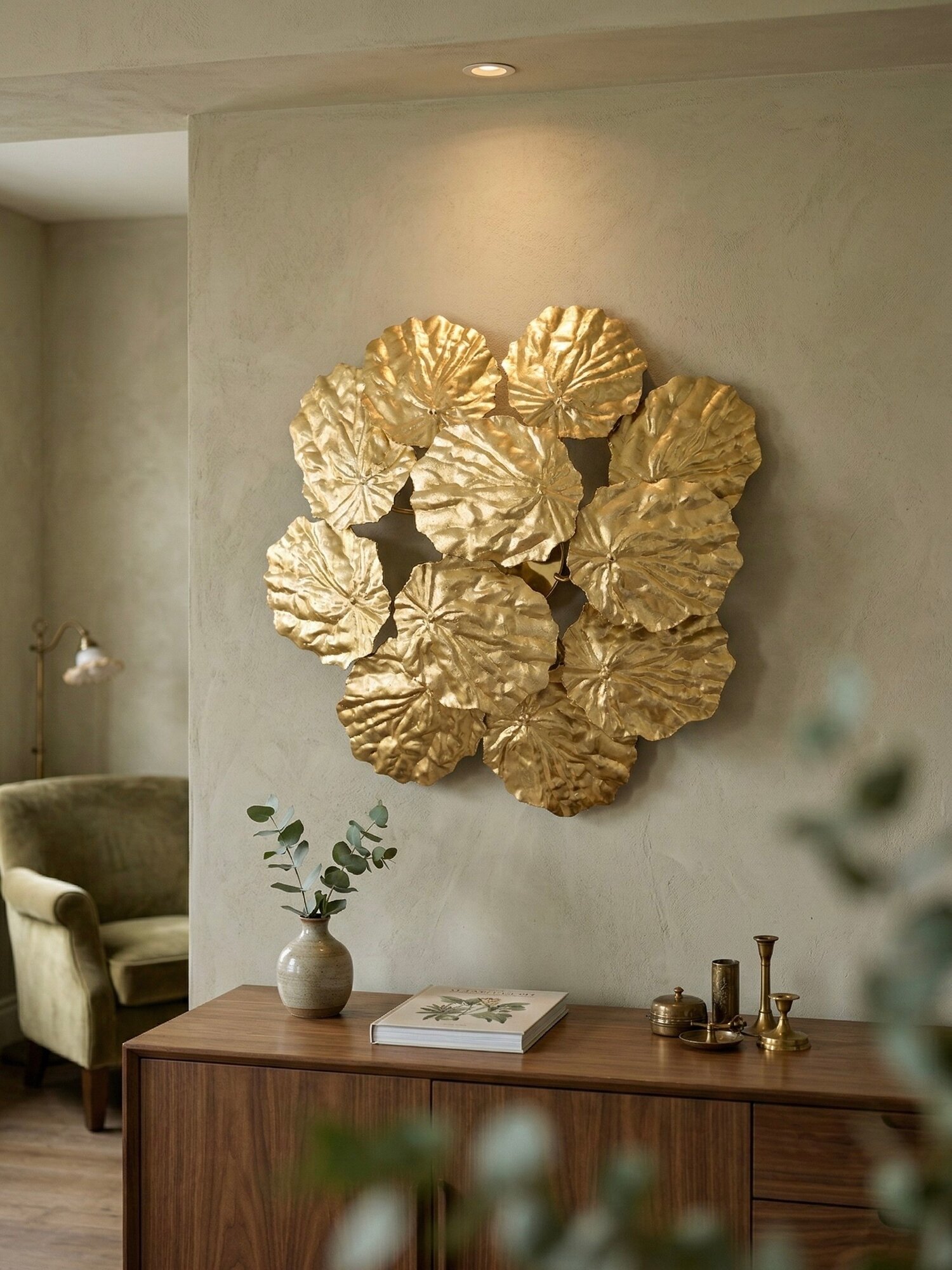 Настенный дизайнерский светильник, бра листья, диаметр 40 см, цоколь G9 Свет Столицы