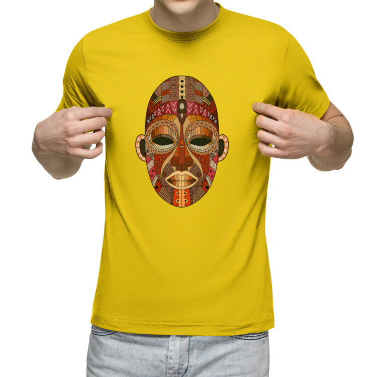 Мужская футболка «Маска Африка» (желтый, 2XL)
