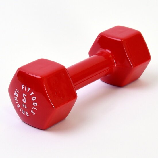 Гантель в виниловой оболочке Original Fit.tools FitTools, красный, 5 кг