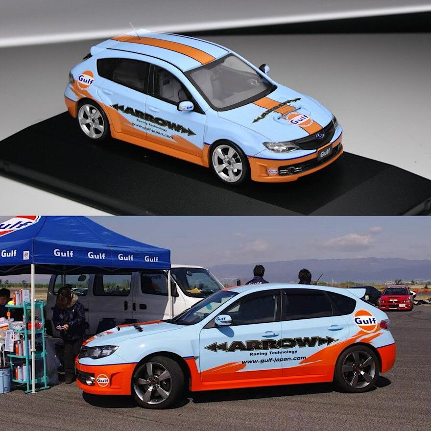 J-Collection Subaru 2008 GULF Машина в масштабе 1:43