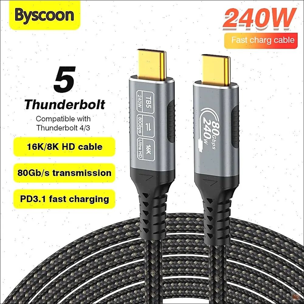 Кабель для компьютерной периферии USB Type-C/USB Type-C, 1 м, черный матовый
