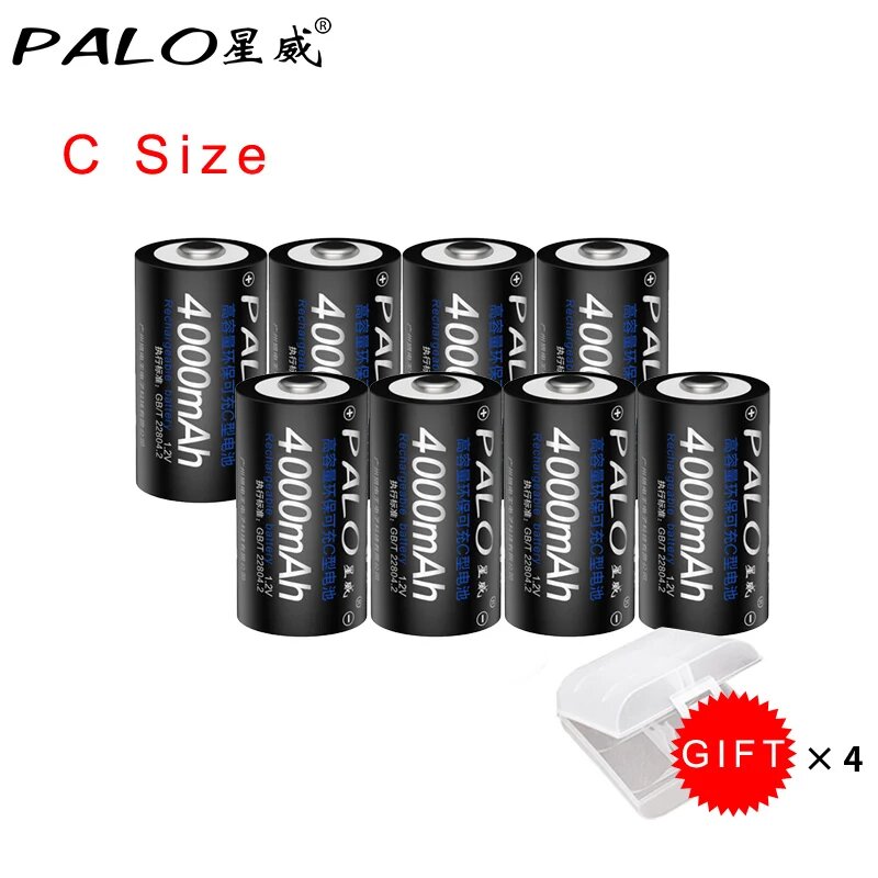 PALO Акумуляторная батарея Ni-MH 4000 мАч тип C 8PCS Battery