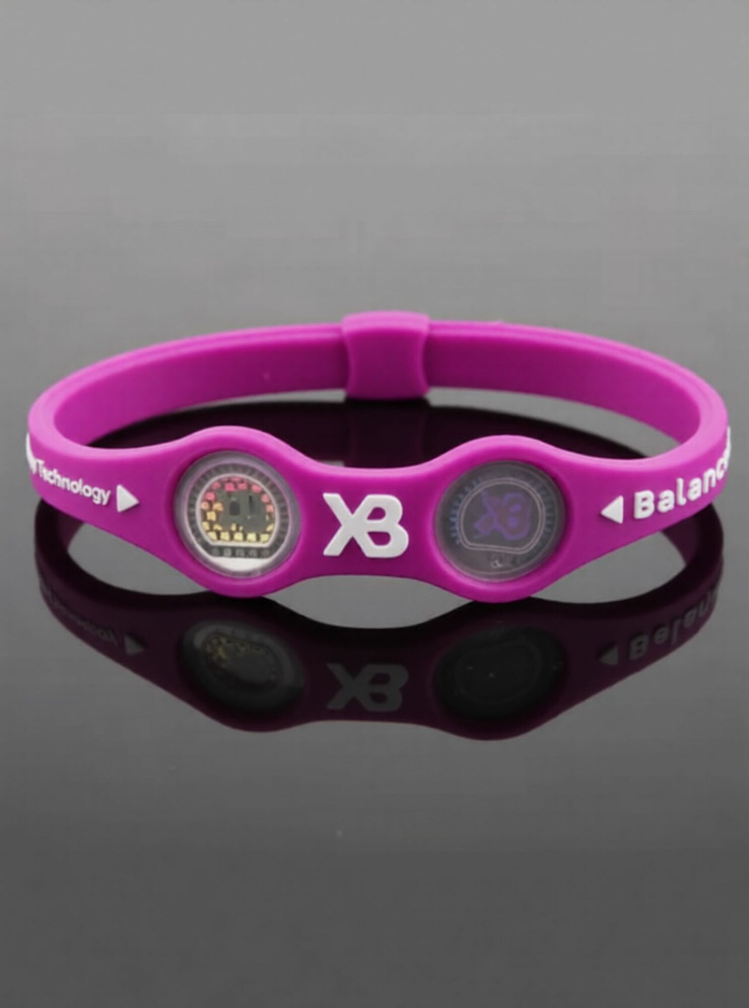 Энергетический браслет Power-Xtreme с турмалином, Фуксия с Белой надписью, размер M (длина) 19 см.