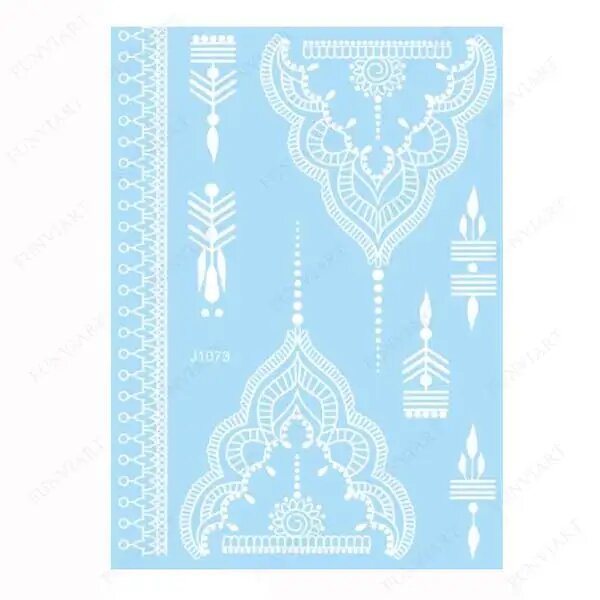 Временные татуировки хной, женские белые татуировки хной, наклейки для рук, Менди, боди-арт, свадебная вечеринка, поддельные татуировки