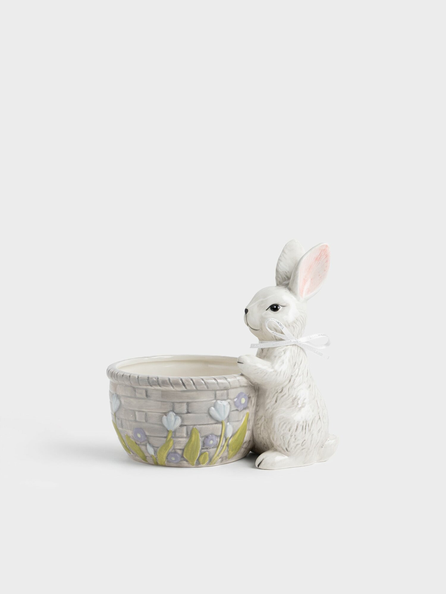 Конфетница, 22х20 см, 940 мл, керамика D, серая, Кролик с корзиной в цветах, Easter, Kuchenland