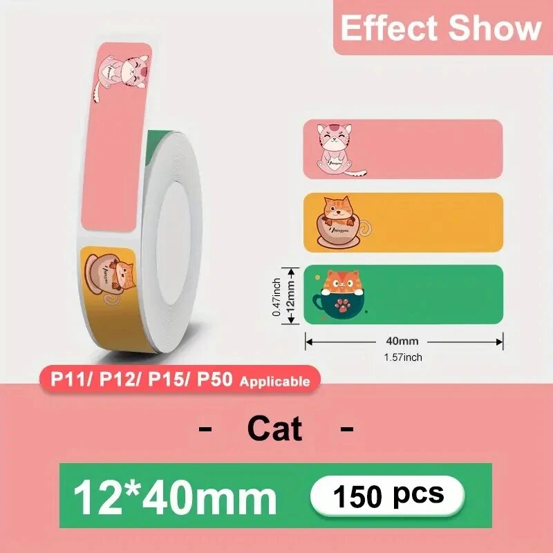 Этикетки для термопринтера Cat, 12*40 мм, 150 шт, P11/P12/P15/P50