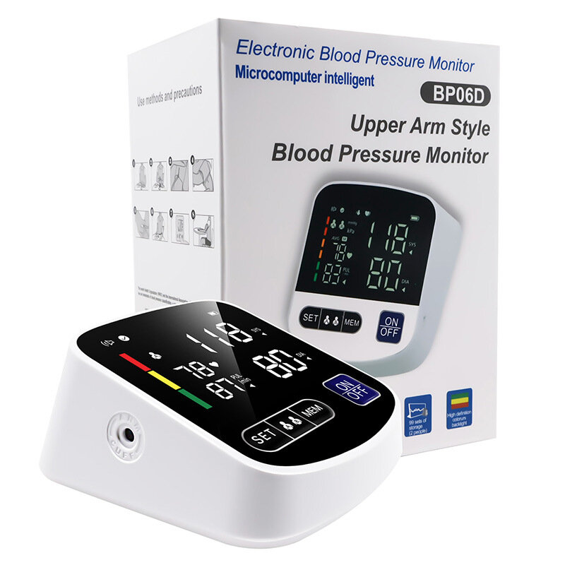 Электронный тонометр для измерения артериального давления, полностью автоматический, интеллектуальный, с LED-дисплеем, для измерения давления на плече, высокоточный, с большим экраном, сертифицирован CE.