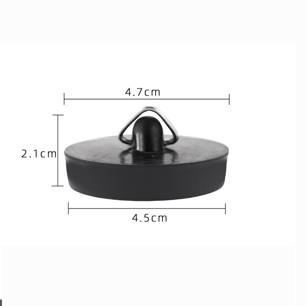 Пробка для ванны и раковины, с металлической цепочкой / заглушка для ванной. Сливная пробка резиновая. Диаметр 45 мм. Цвет черный