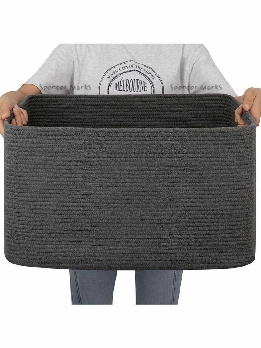 Большая плетеная корзина для хранения хлопчатобумажной веревки объемом 75 л