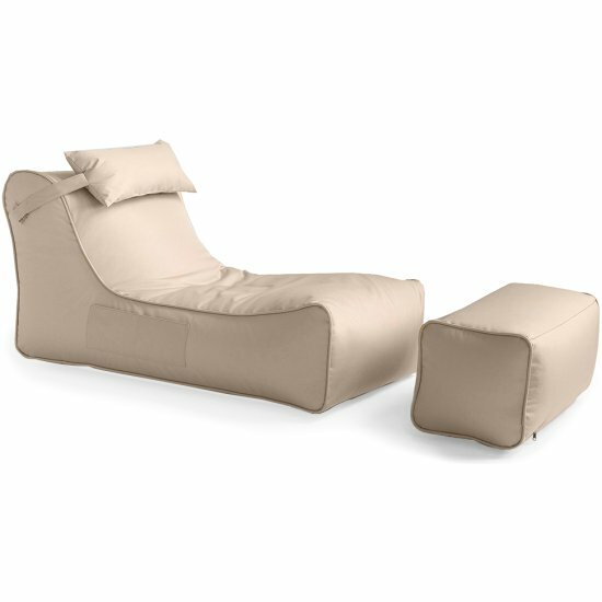Бескаркасное кресло Mypuff лежак шезлонг Лонг Бежевый, оксфорд 600 (szl_731)