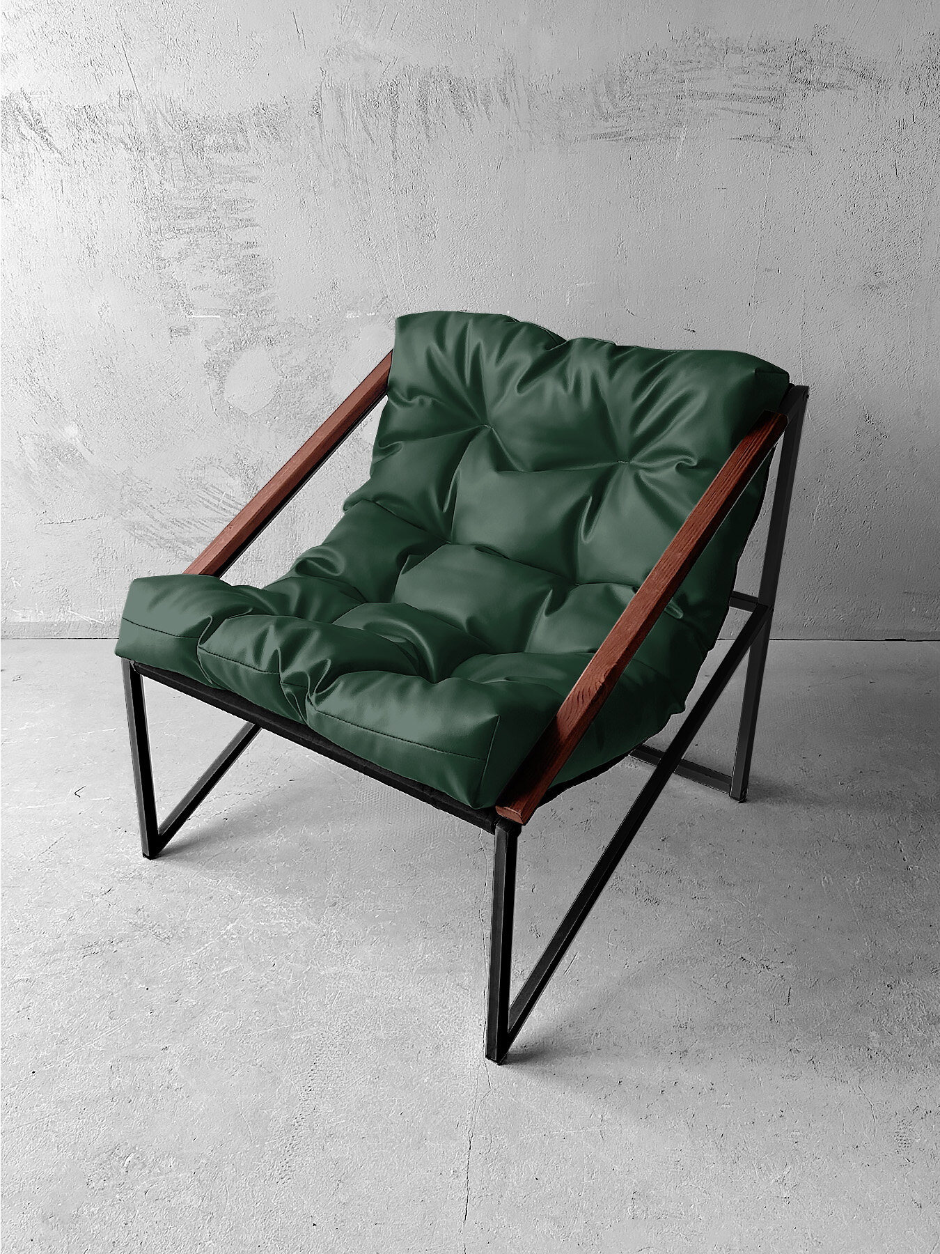 Кресло в стиле лофт Лофтовик Слэш ++ Зеленый экокожа