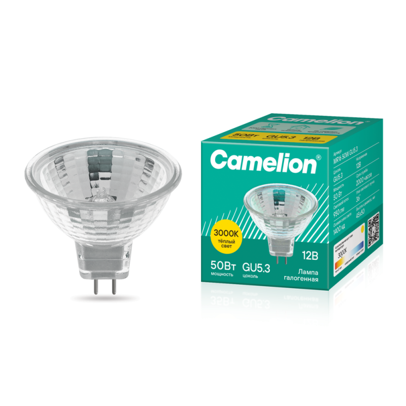 Лампа галогенная MR16 50Вт 12В Camelion 3060