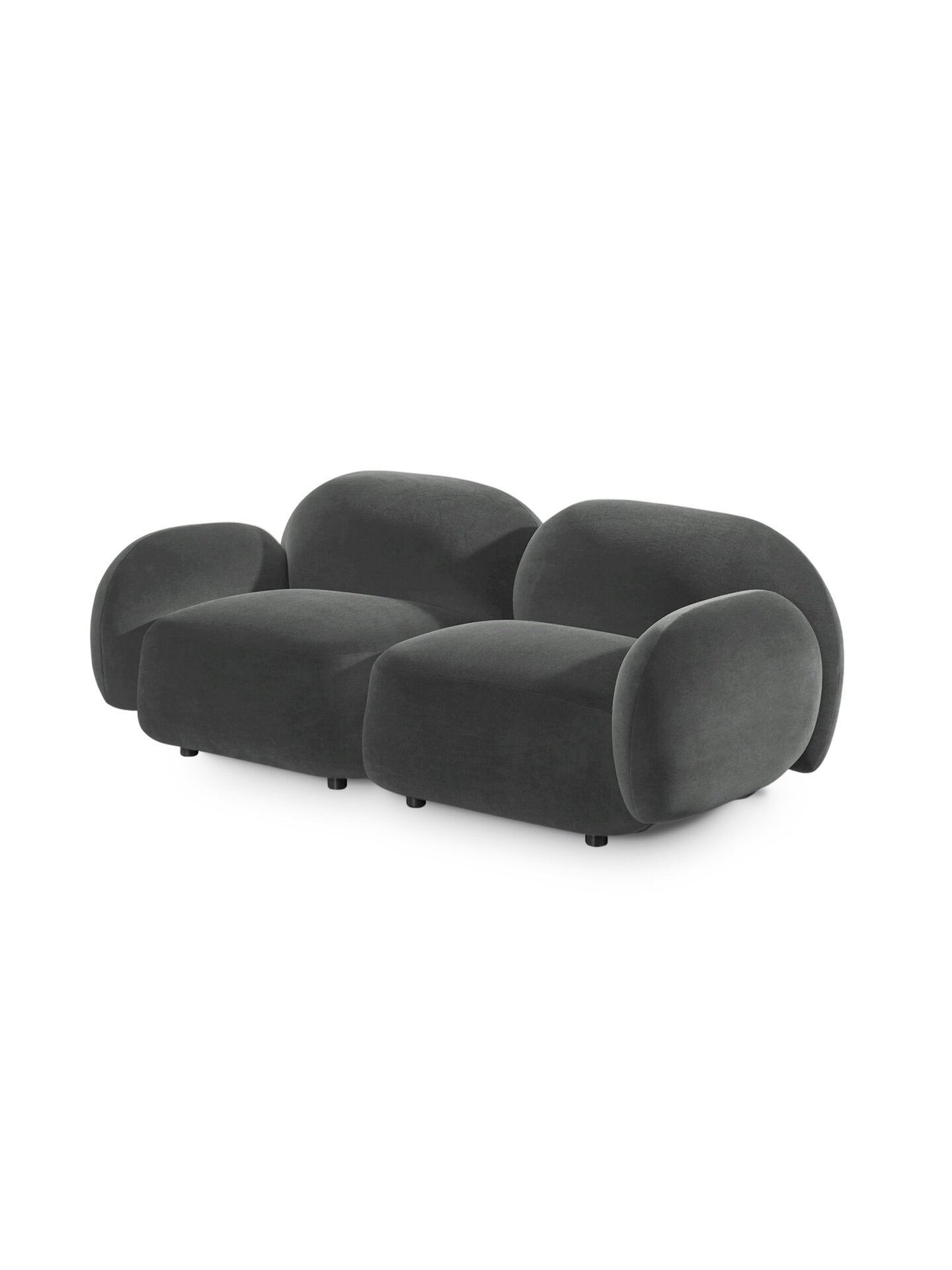 Диван Мальдивы двухсекционный Andria Delta 44 NOW 172x82x73 см, черный Велюр Антивандал, нераскладной Дом мебели для вас