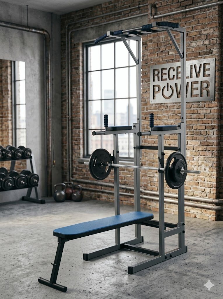 Тренажер 5 в 1 INVENT TN-03, турник/брусья/скамья/стойка под штангу, серый