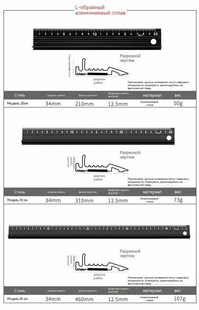 Защитная антискользящая алюминиевая линейка для резки бумаги (100см)