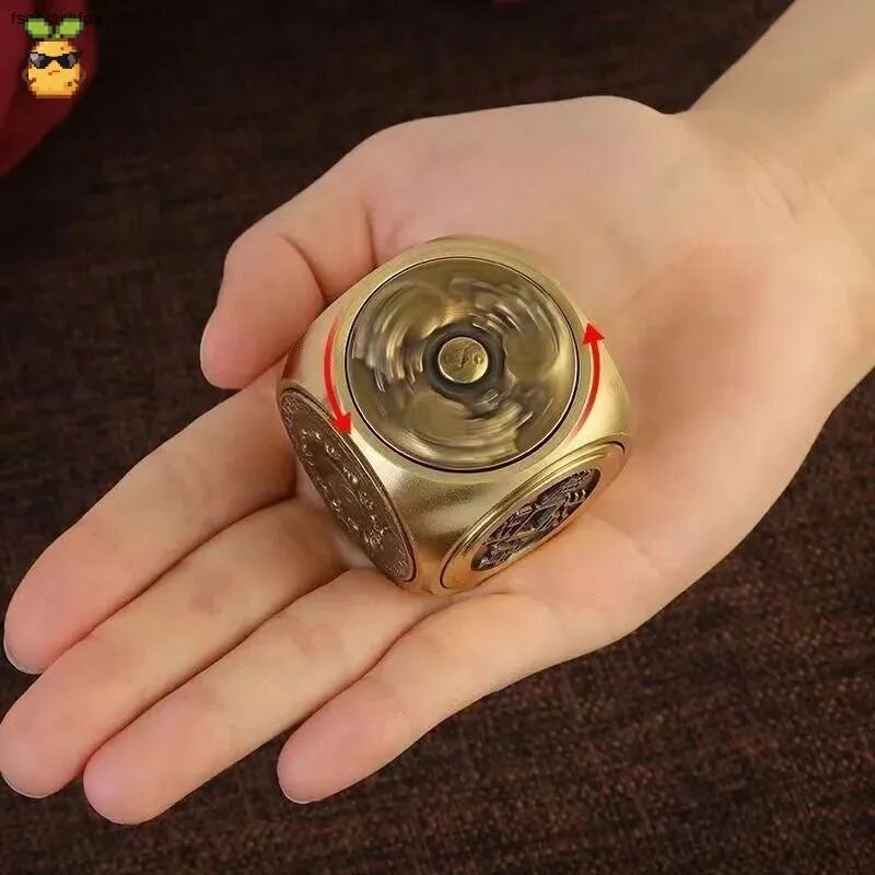 Цельная латунь Металлический вращающийся куб, антистрессовая игрушка, для детей и взрослых