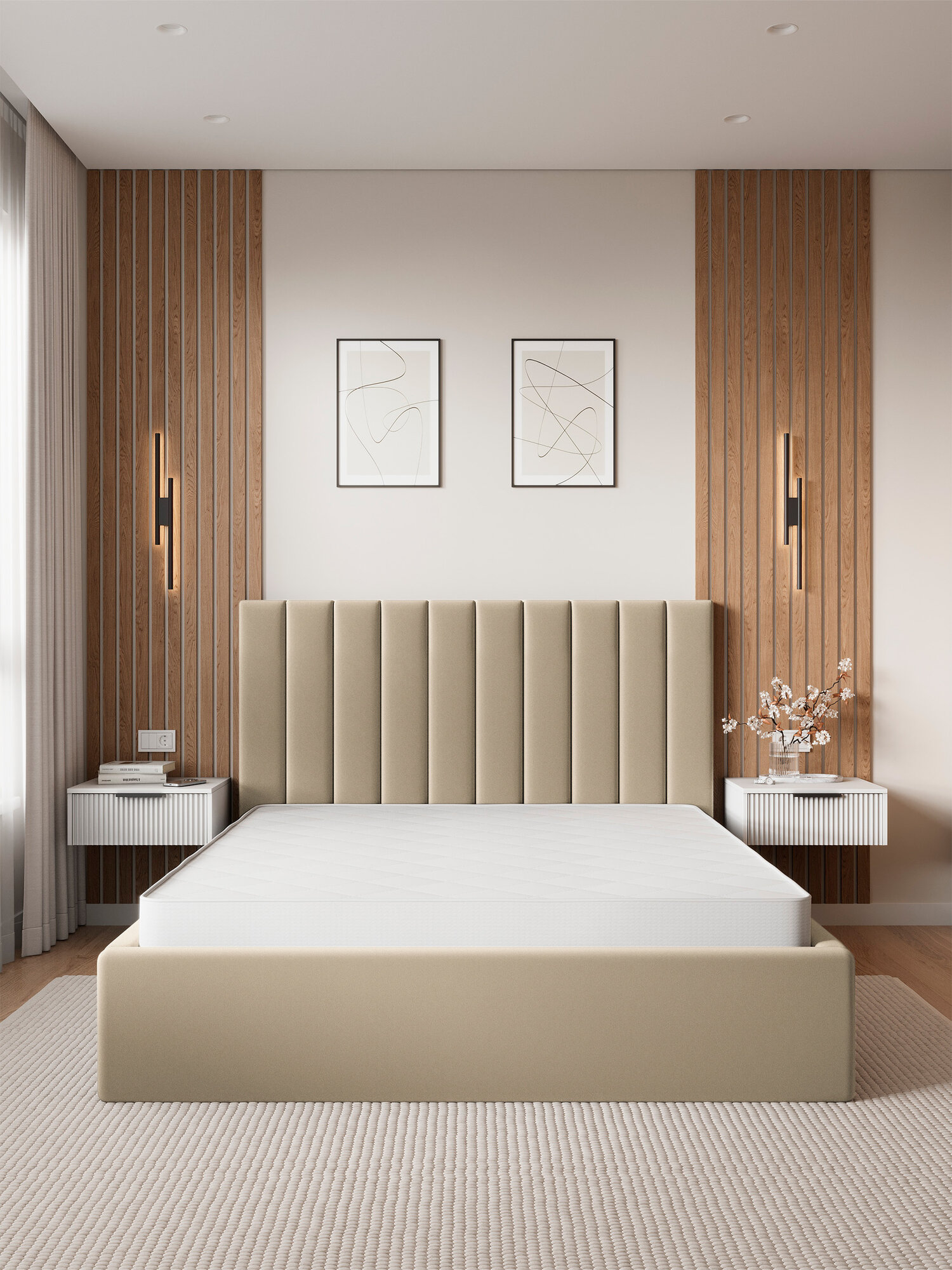 Кровать двуспальная 160х200 с подъемным механизмом, Милан мини с мягким изголовьем для дома и спальни, ортопедическое основание, ящик для белья