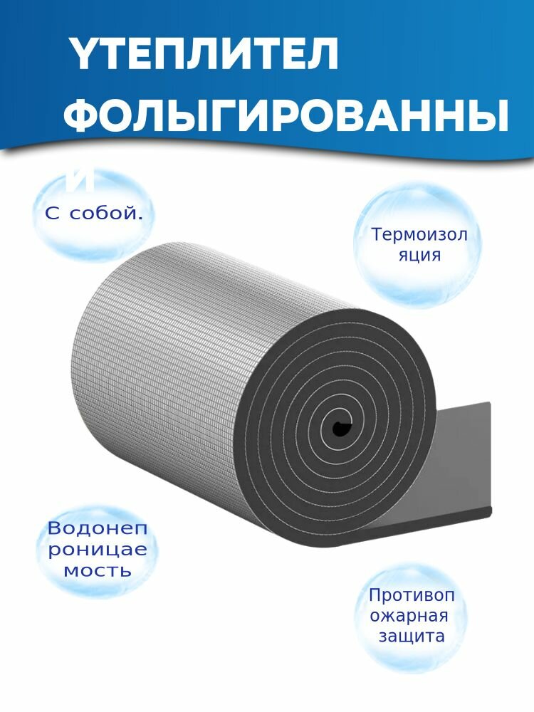 Теплоизоляция отражающая, шумоизоляция, пароизоляция100мм (10м2, Длина 10 м * ширина 1 м, вес 3,5 кг.)
