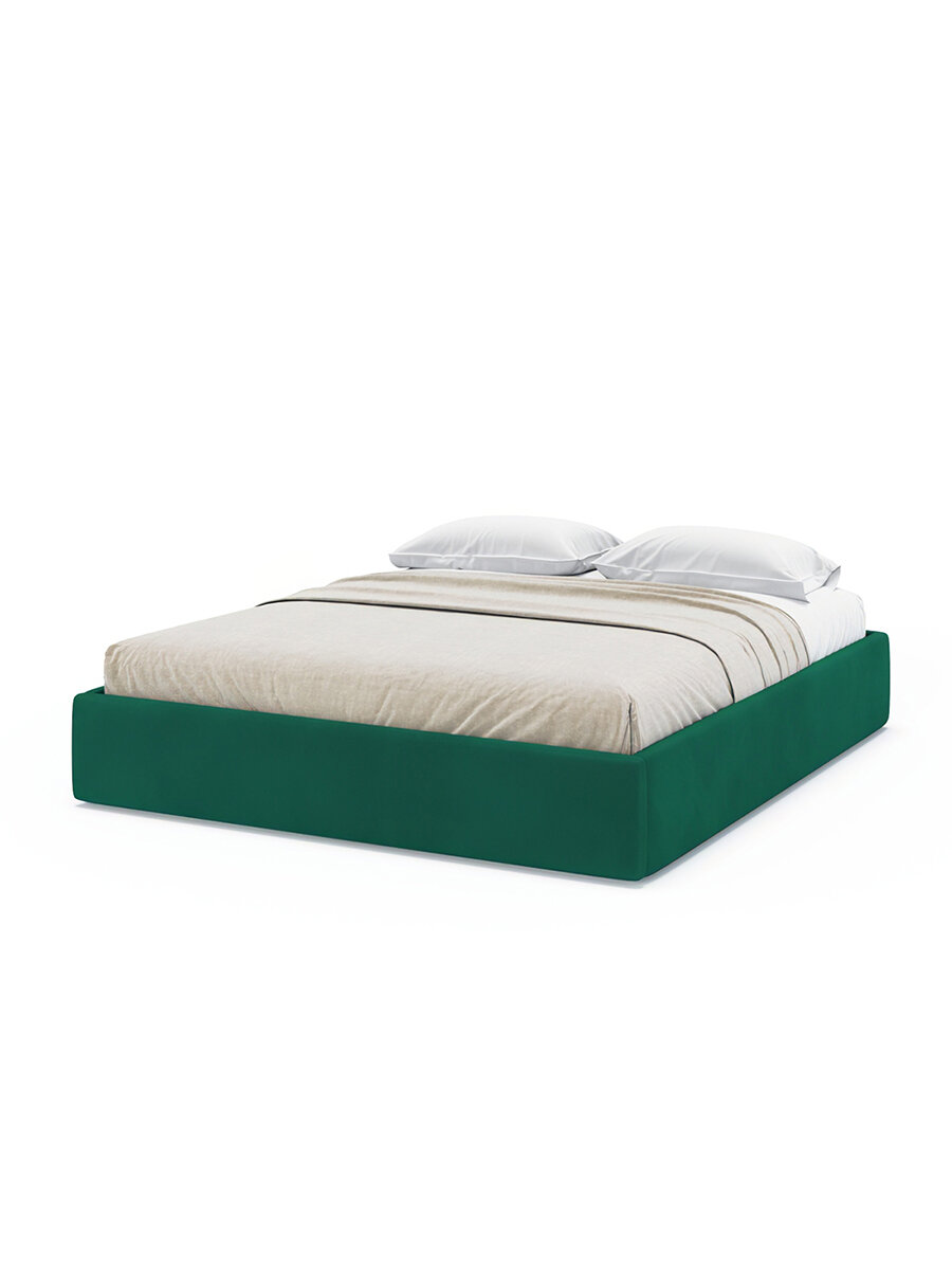 Двуспальная кровать NordTor 1 180х200, с ортопедическим основанием, велюр Connect 69 зеленый