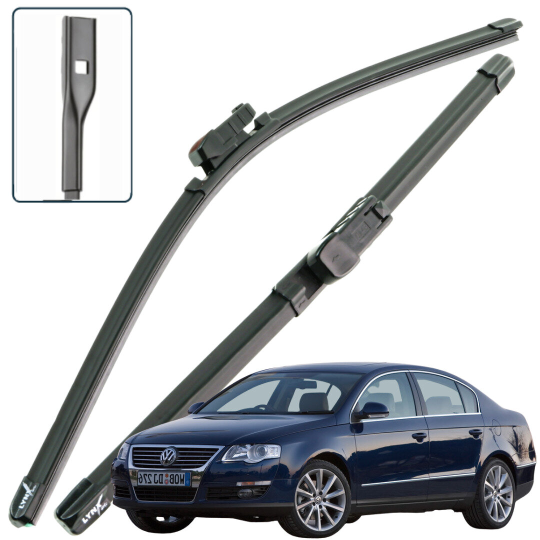 Дворники VW Volkswagen Passat (6) B6 2005 - 2010 Щетки стеклоочистителя бескаркасные автомобильные LYNXauto 600мм-480мм к-т 2шт.